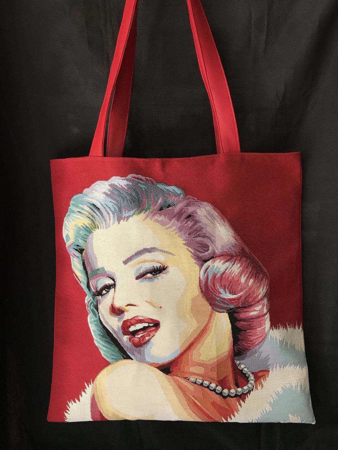 Tote Bag, Large Bag, Pin-up, Marilyn Monroe, Red, Red Leatherette - Etsy