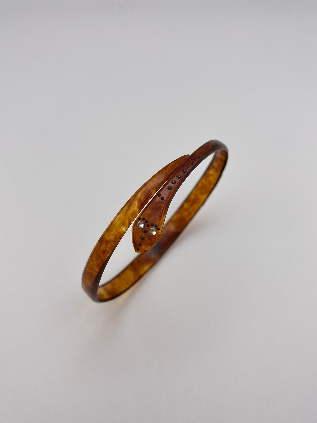 Egyptian Revival Art Deco Snake Bangle | Translucent Marbled Celluloid ...