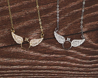 Wing Diamond Necklace - Etsy