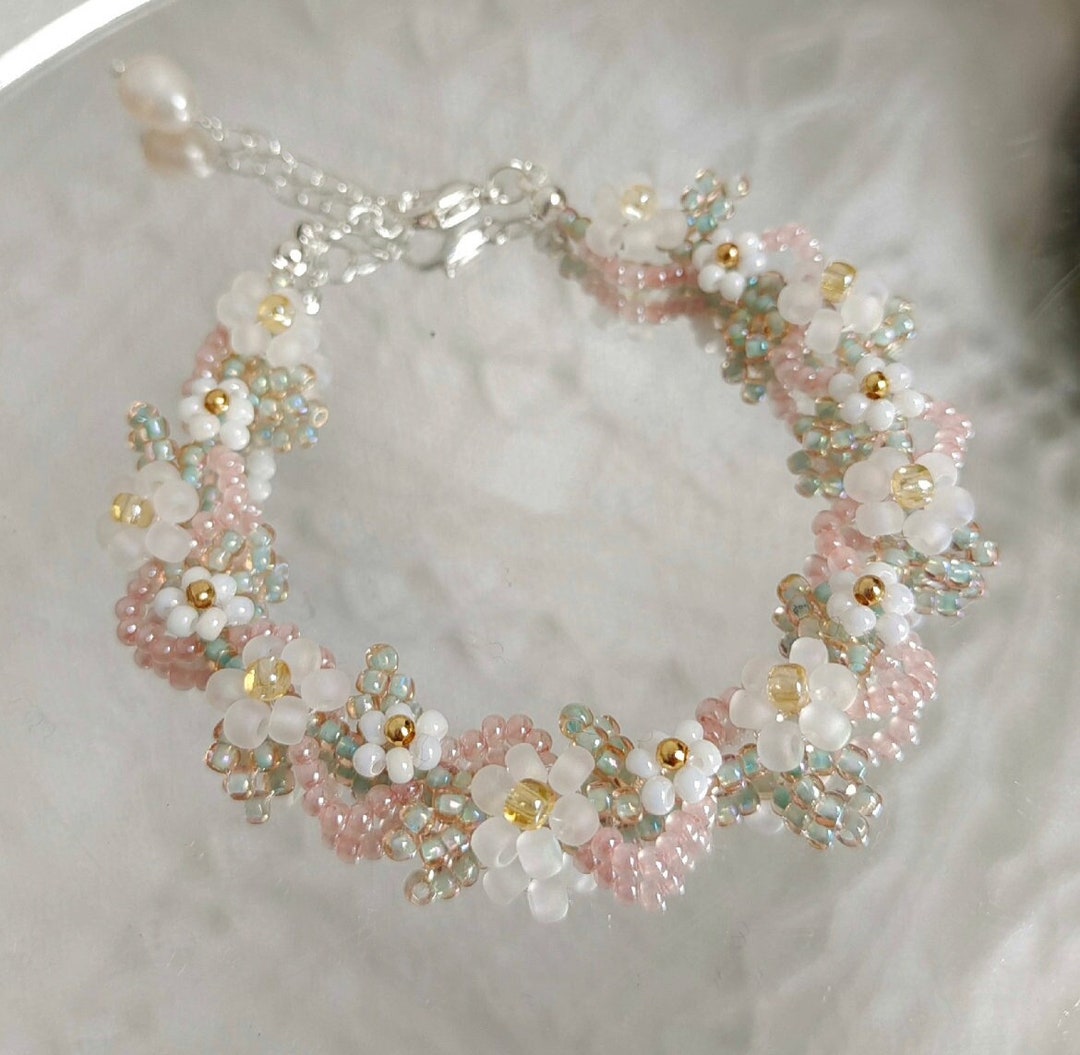 Pear Blossom Bracelets,beaded Flower Bracelets ,flower Beads Necklace ...