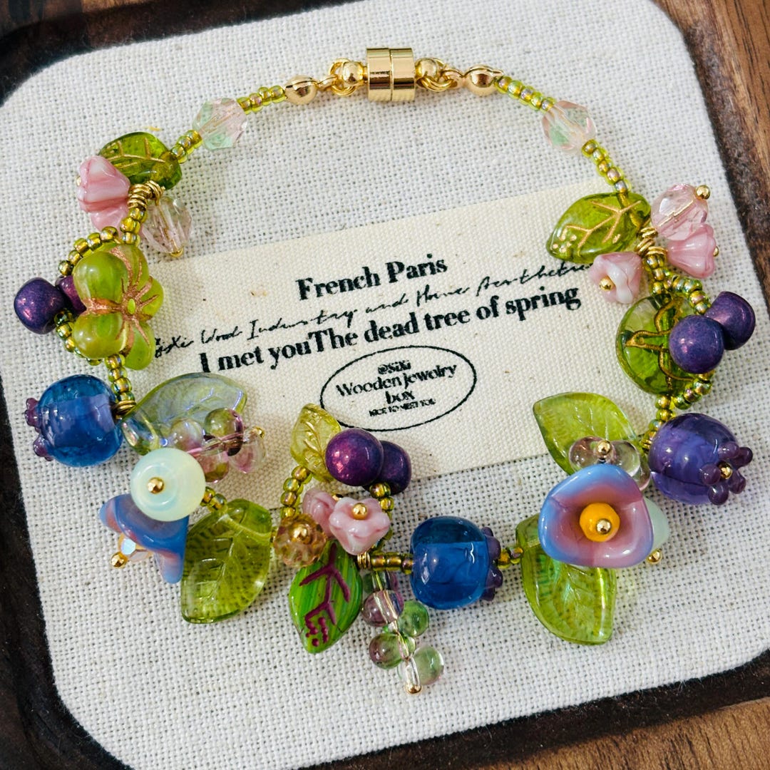 Handmade Blueberry Bracelet: Czech Glass Beaded Cottagecore Jewelry - Etsy