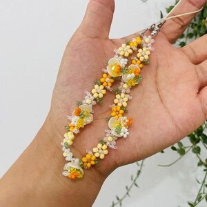 Handmade Beaded Yellow Flower Phone Charm Strap - Etsy