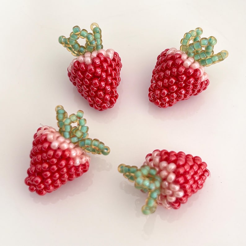 Handmade Seed Bead Strawberry Charms: DIY Jewelry Accessories - Etsy