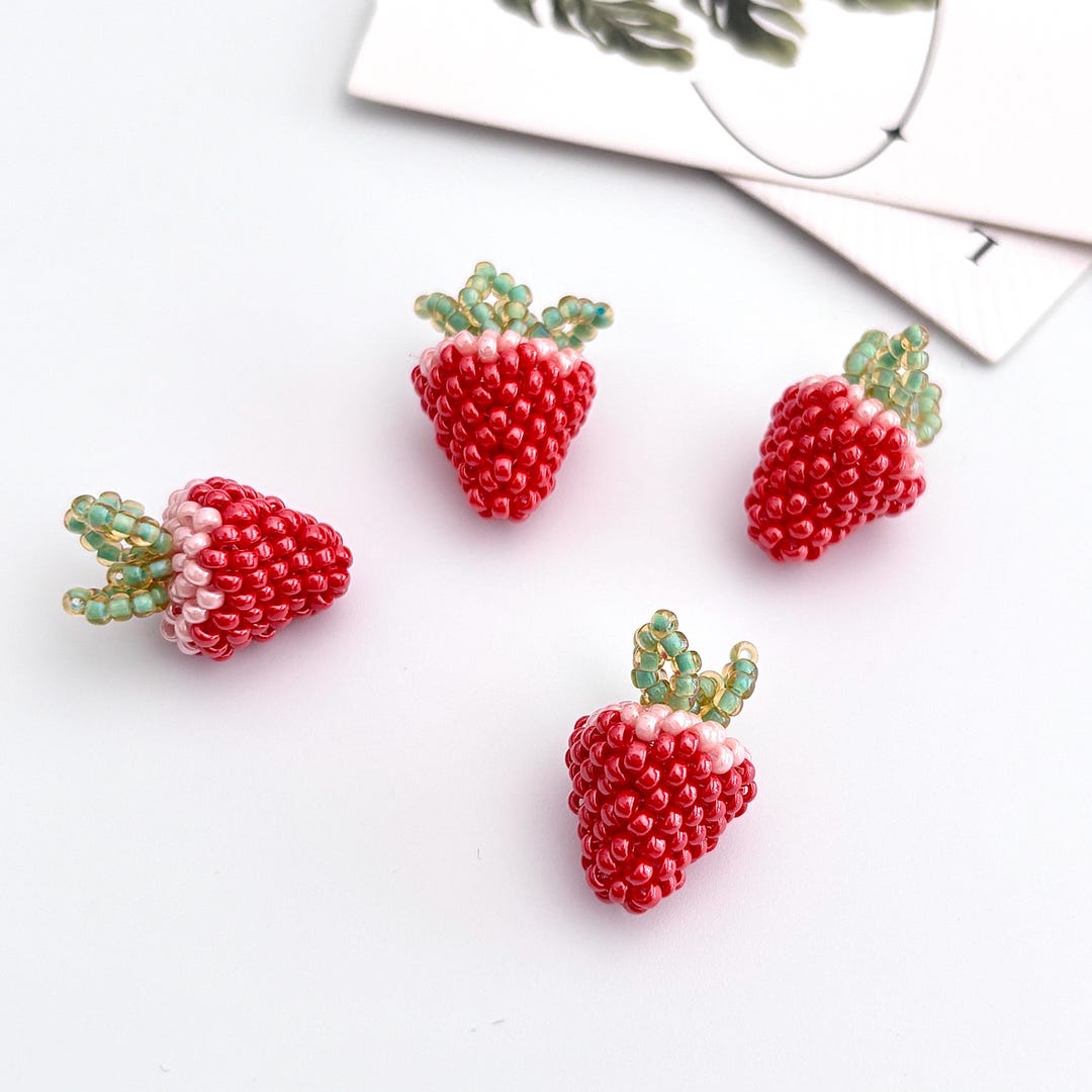 Handmade Seed Bead Strawberry Charms: DIY Jewelry Accessories - Etsy