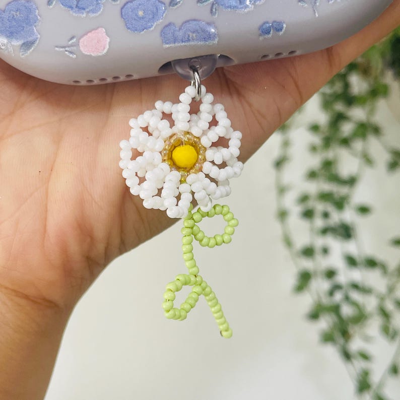 Beaded Daisy Flower Dust Cover Plug: Sunflower Cell Phone Charm - Etsy