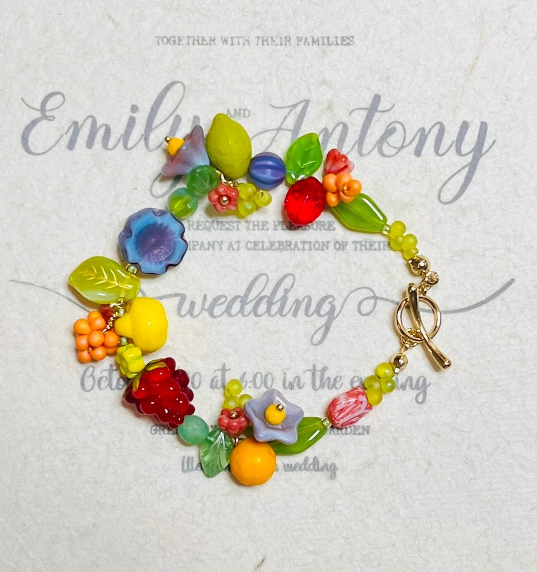 Beaded Fruit Bracelet, Grape Bracelet, Lily of the Valley Bracelet ...
