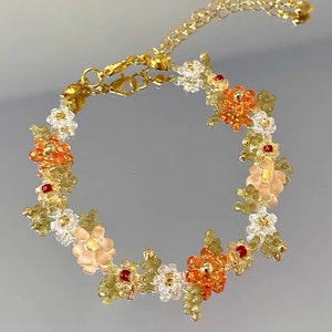 Original Orange Flower Bracelets,beaded Flower Rings,friendship ...