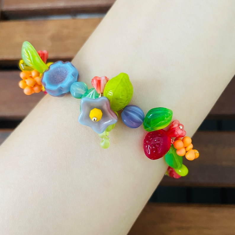 Beaded Fruit Bracelet, Grape Bracelet, Lily of the Valley Bracelet ...