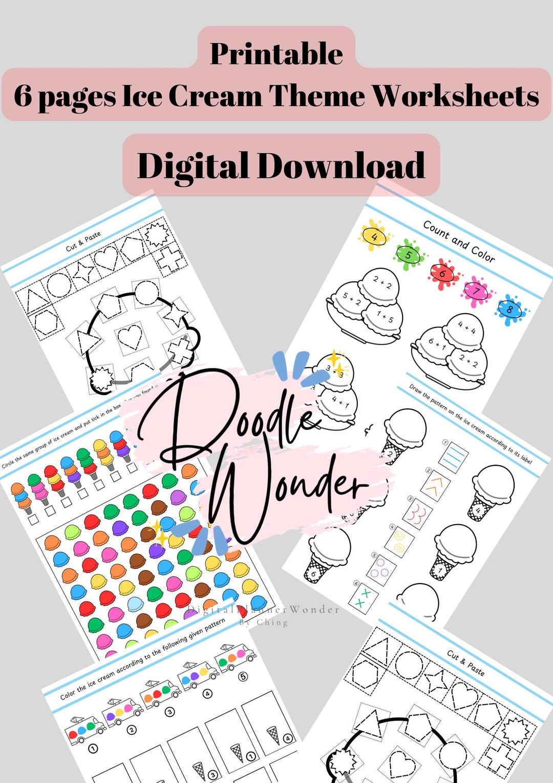 Ice Cream Worksheets - Etsy