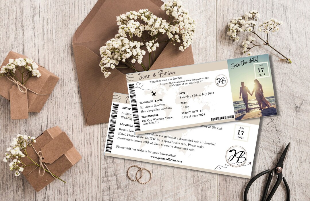 Boarding Pass Wedding Invitations | Plane Ticket Destination | Travel ...