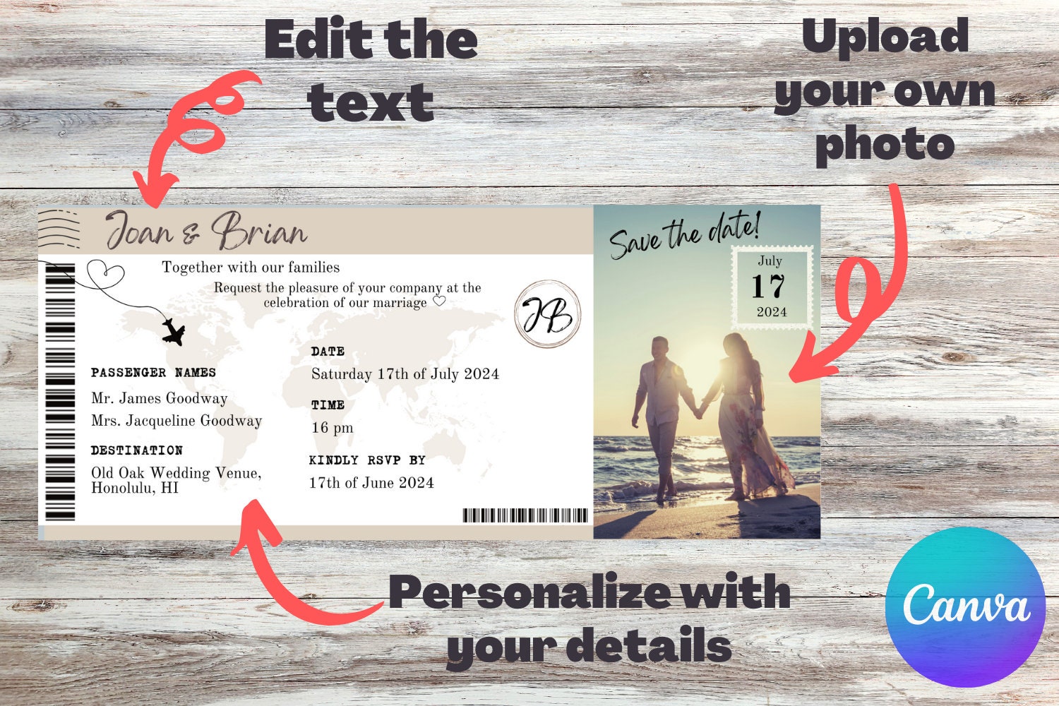 Boarding Pass Wedding Invitations | Plane Ticket Destination | Travel ...