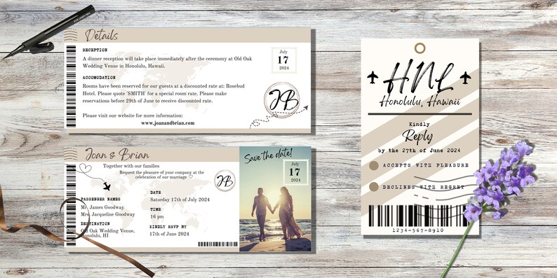 Boarding Pass Wedding Invitations | Plane Ticket Destination | Travel ...