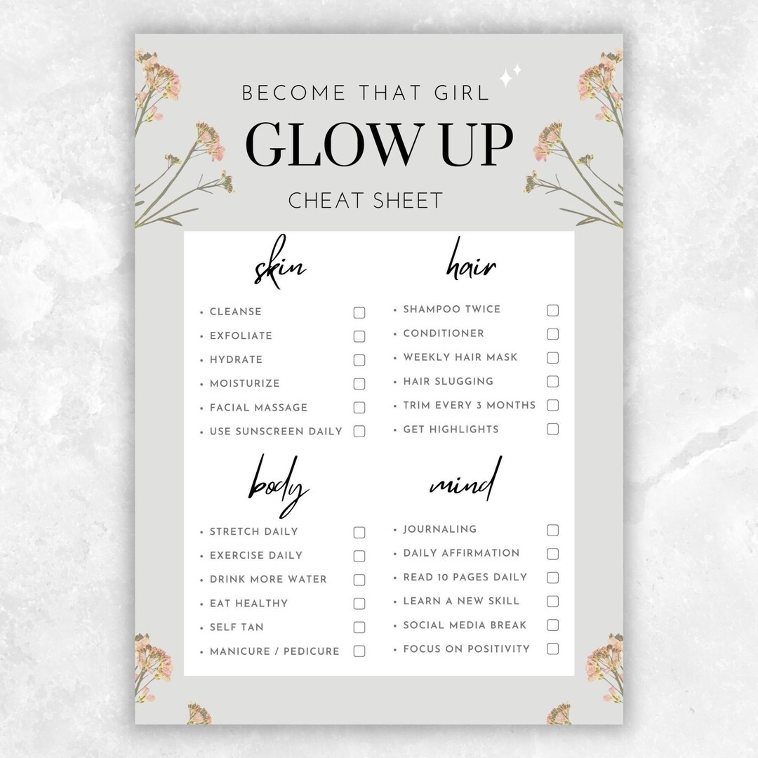 GLOW UP Template, Skincare Template, Workout Journal, Goal Planner Page ...