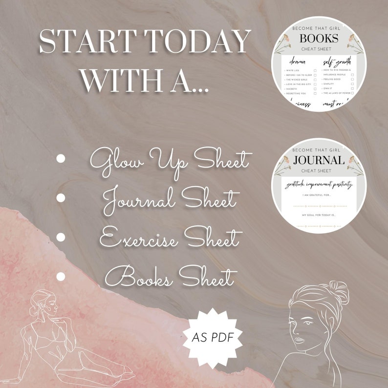 GLOW UP Template, Skincare Template, Workout Journal, Goal Planner Page ...