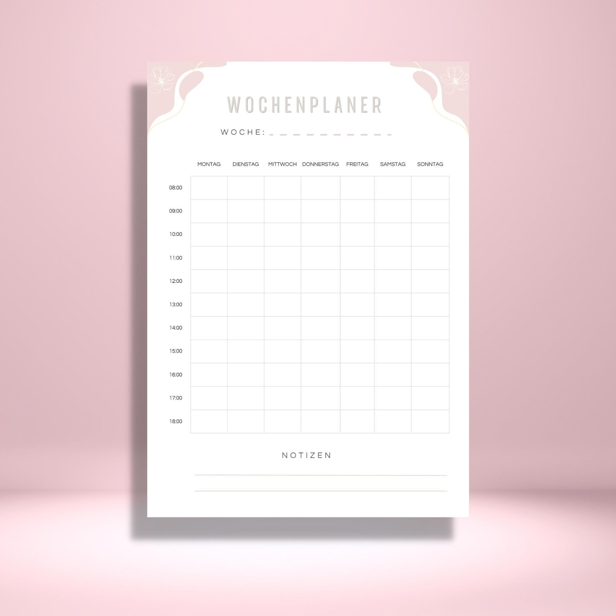 Printable Weekly Planner, Weekly Plan Template, Timetable, Schedule ...