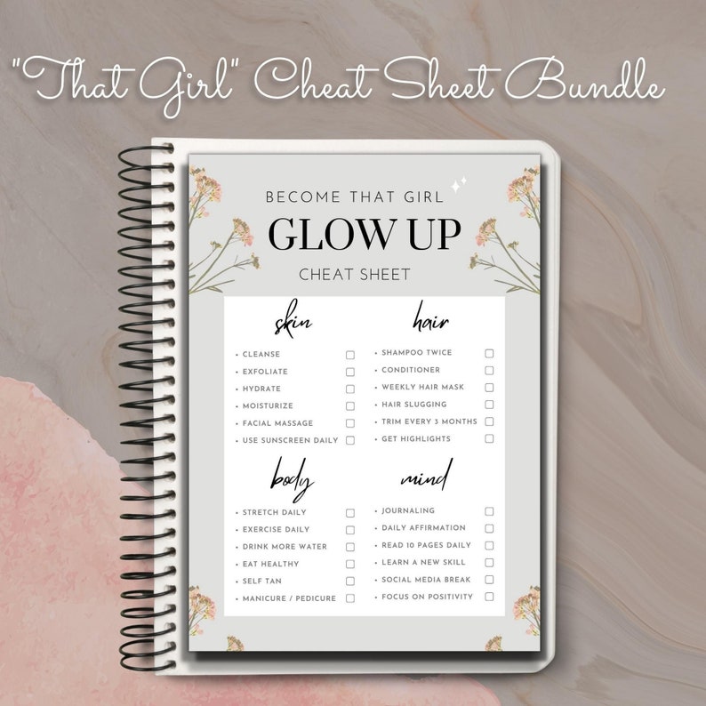 GLOW UP Template, Skincare Template, Workout Journal, Goal Planner Page ...