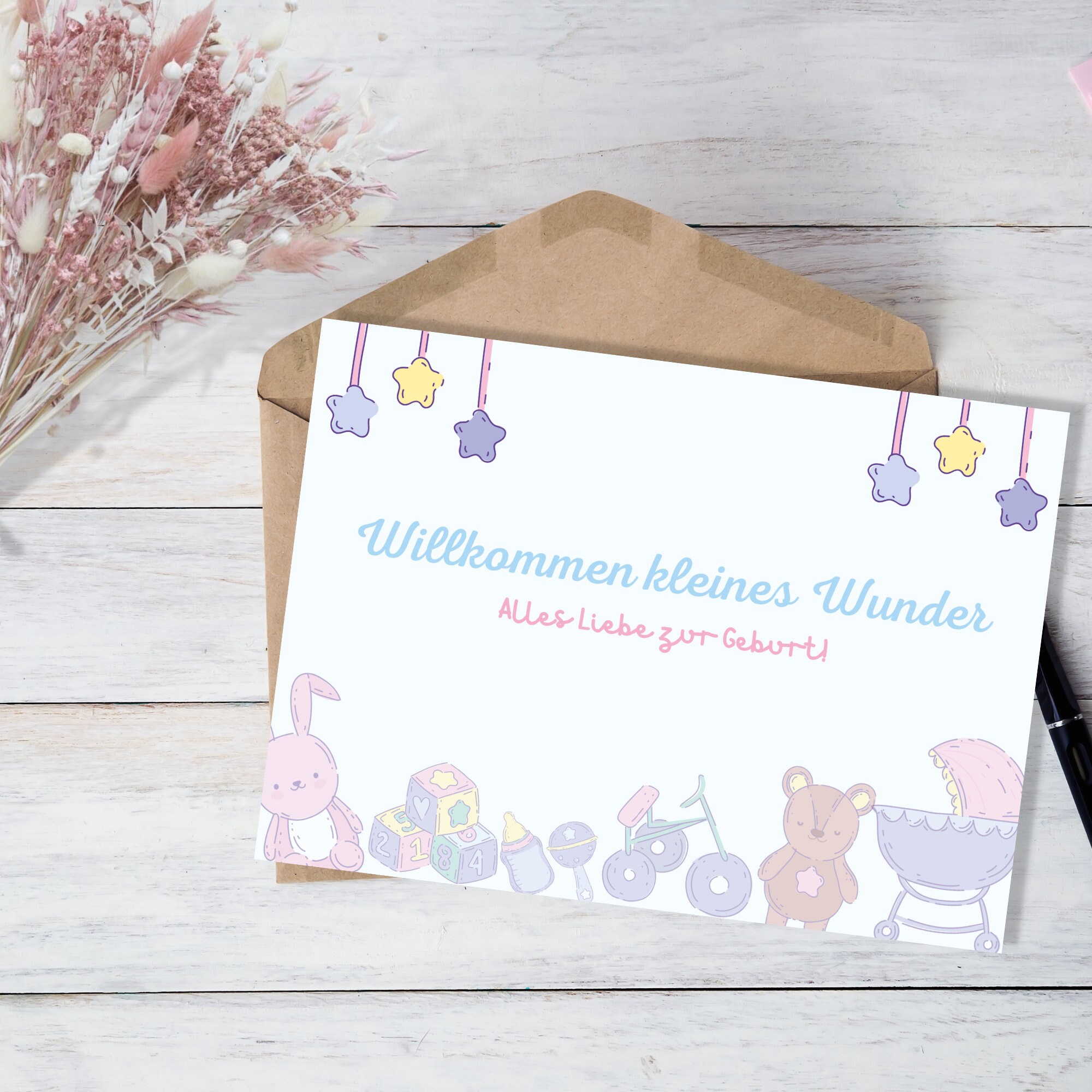 Digital Birth Card to Print Printable Card Birth Boy Card Birth Girl ...