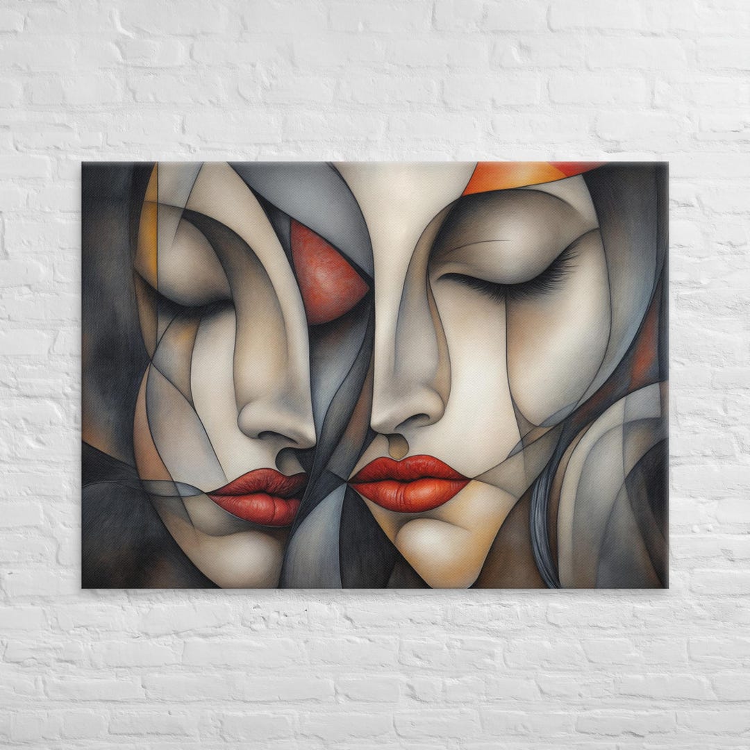 Intimate Reflection of Two Souls Canvas Art, Cubist Art, Abstract ...