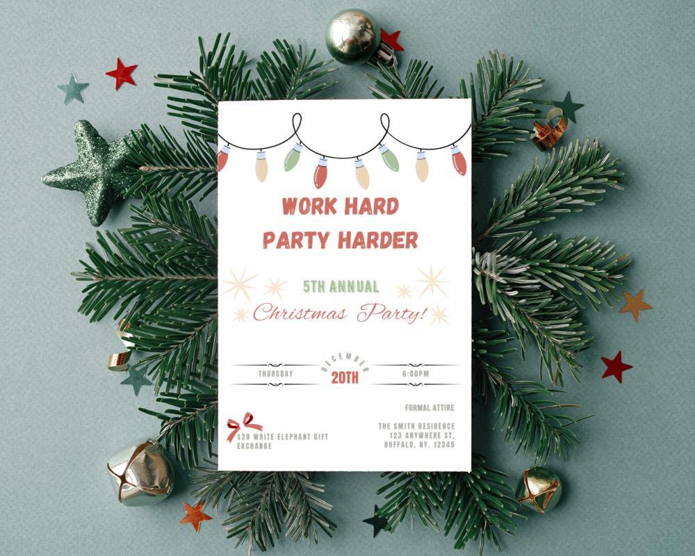 Editable Work Christmas Party Invitation, Office Party Invite, Digital ...