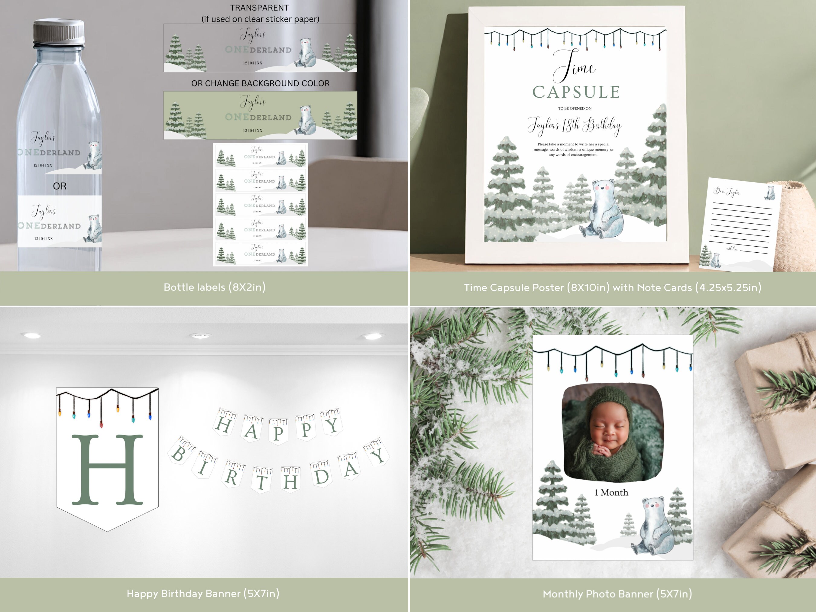 Winter Onederland First Birthday Decor Bundle, Winter Onederland ...