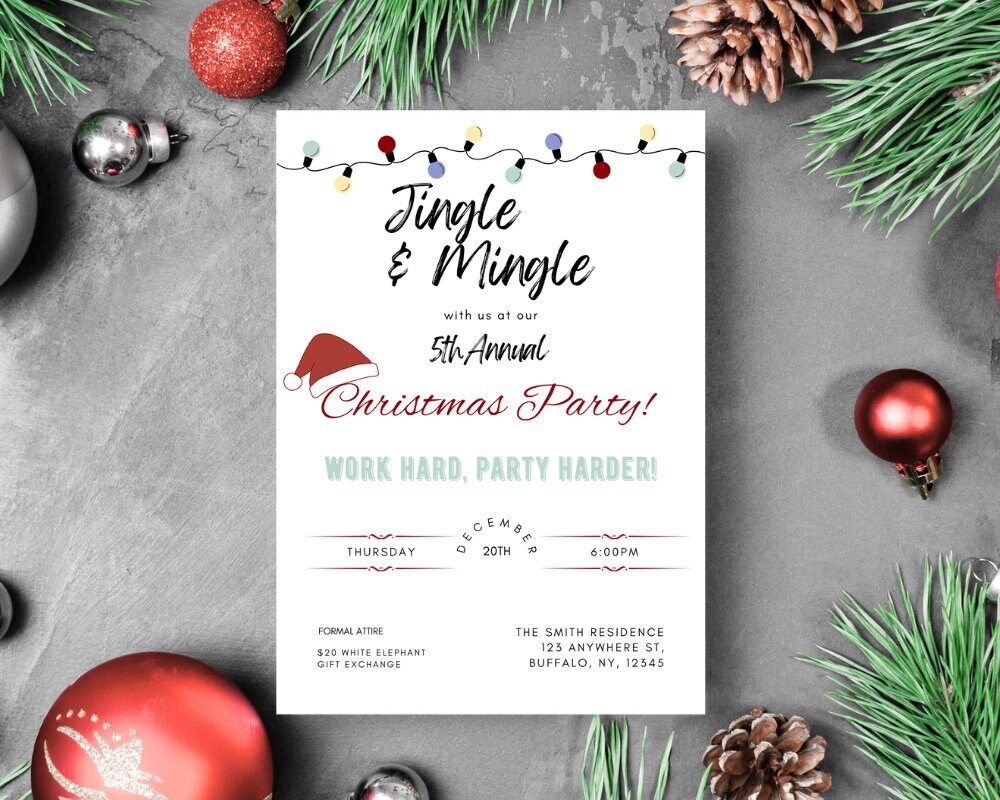 Jingle and Mingle,office Christmas Party Invitation,work Christmas ...