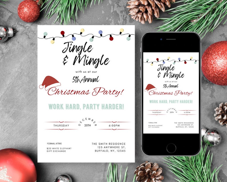 Jingle and Mingle,office Christmas Party Invitation,work Christmas ...
