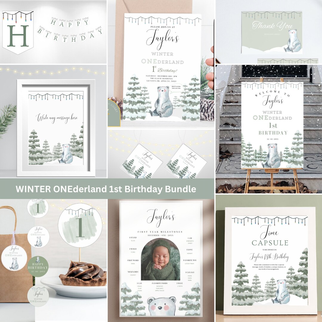 Winter Onederland First Birthday Decor Bundle, Winter Onederland ...