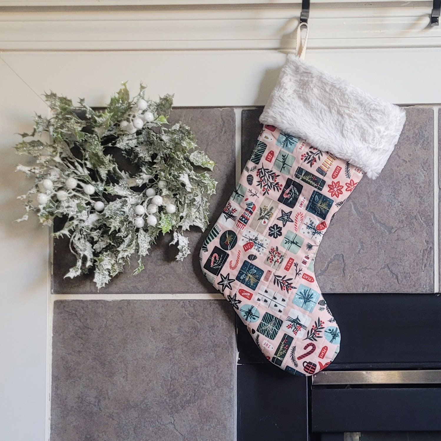 Pink Quilted Christmas Stocking - Etsy