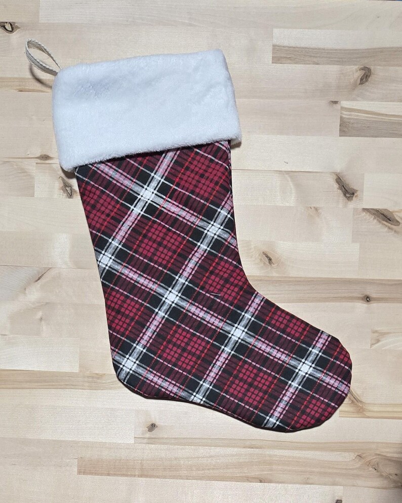 Red and Black Plaid Christmas Stocking - Etsy