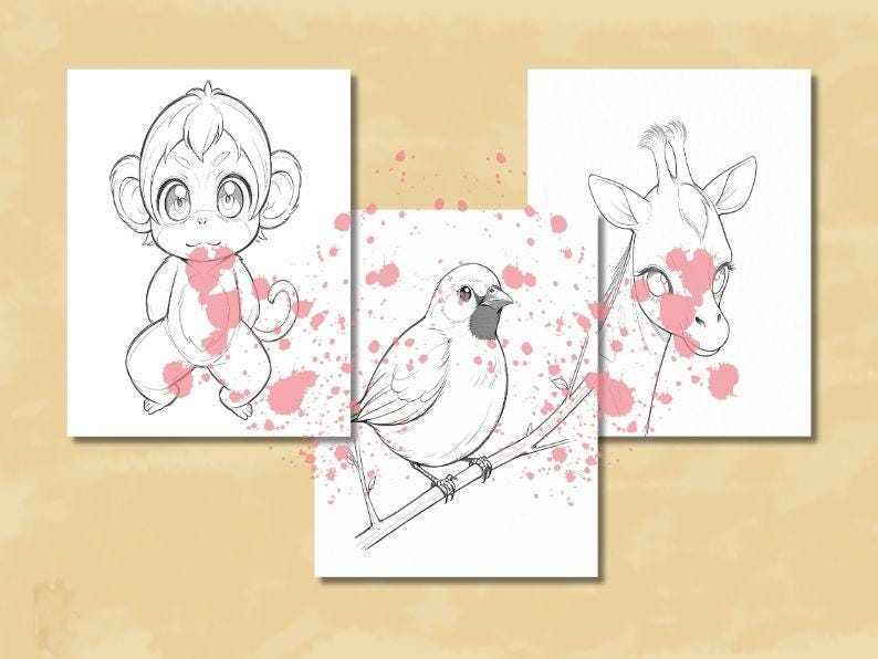 Cute Safari Animal Coloring Pages for Kids Fun and Simple Coloring ...