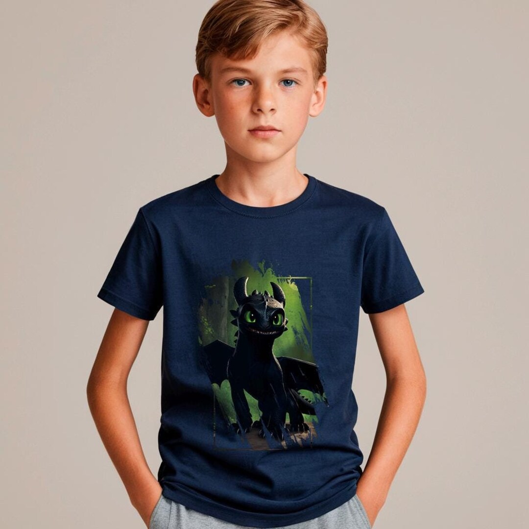 Toothless Embroidered Tshirt Cartoon Movie Shirt Dragons Embroidery ...