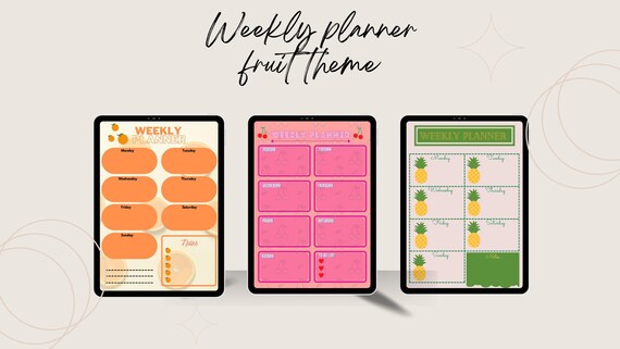 3 Weekly Planner Cute Fruit Theme Canva Ipad Planner - Etsy