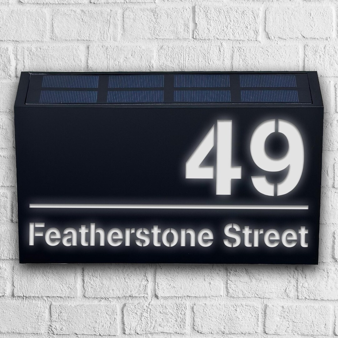 Solar-powered LED House Number Sign Modern Address Plaque for Homes ...