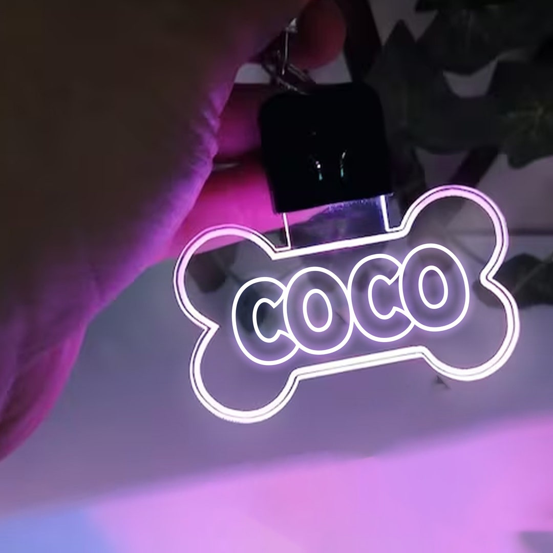 Personalised LED RGB Dog Coller Bone Shape Rechargeble Tag, Light up ...