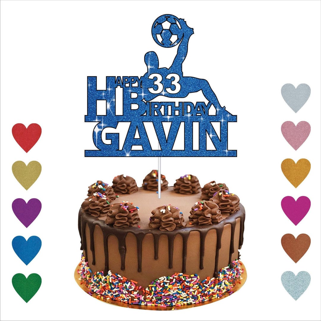 Custom Football Cake Topper Black Custom Name Age Football Birthday ...