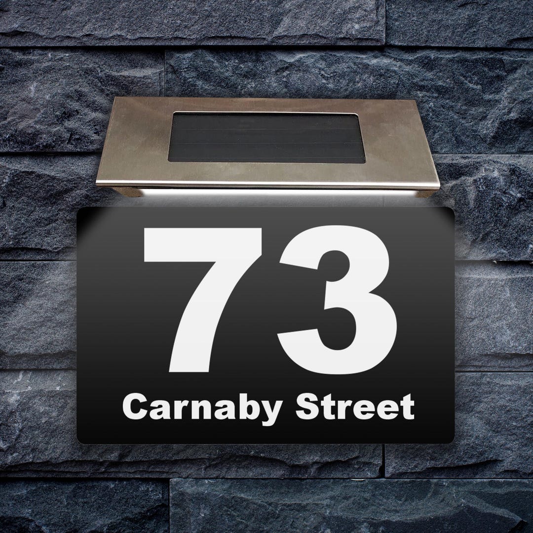 Personalised Modern House Sign With Solar Light | Door Plaque Made From ...