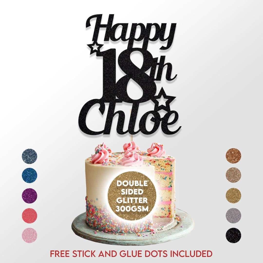 Personalised 18th Birthday Cake Topper Happy 18th Cake Topper Happy