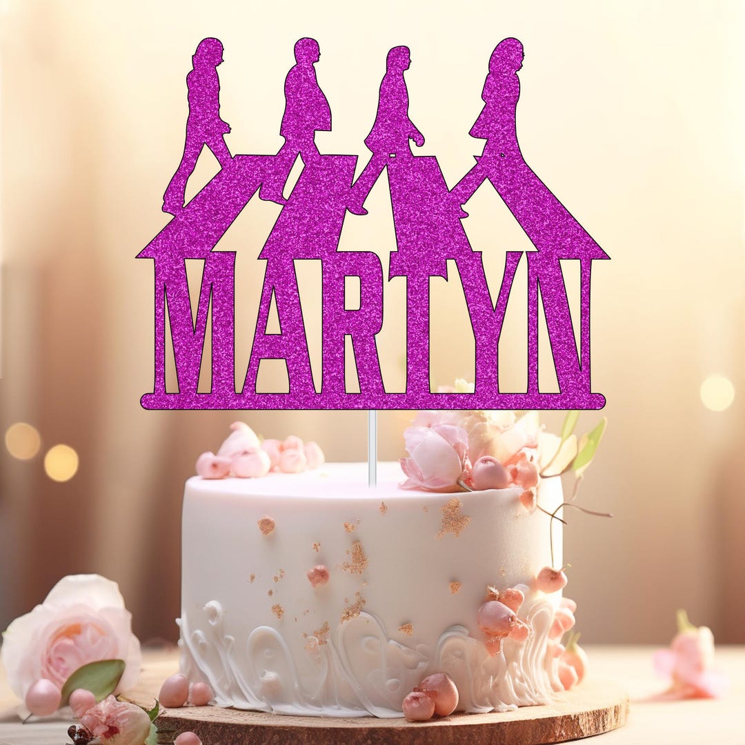 Personalized Beatles Abbey Road Glitter Cake Topper: Custom Name ...