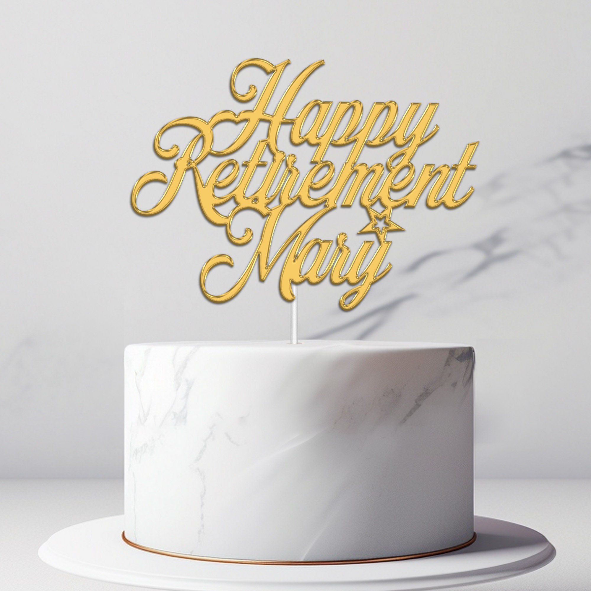 Personalised Happy Retirement Cake Topper | Custom Retirement Cake ...