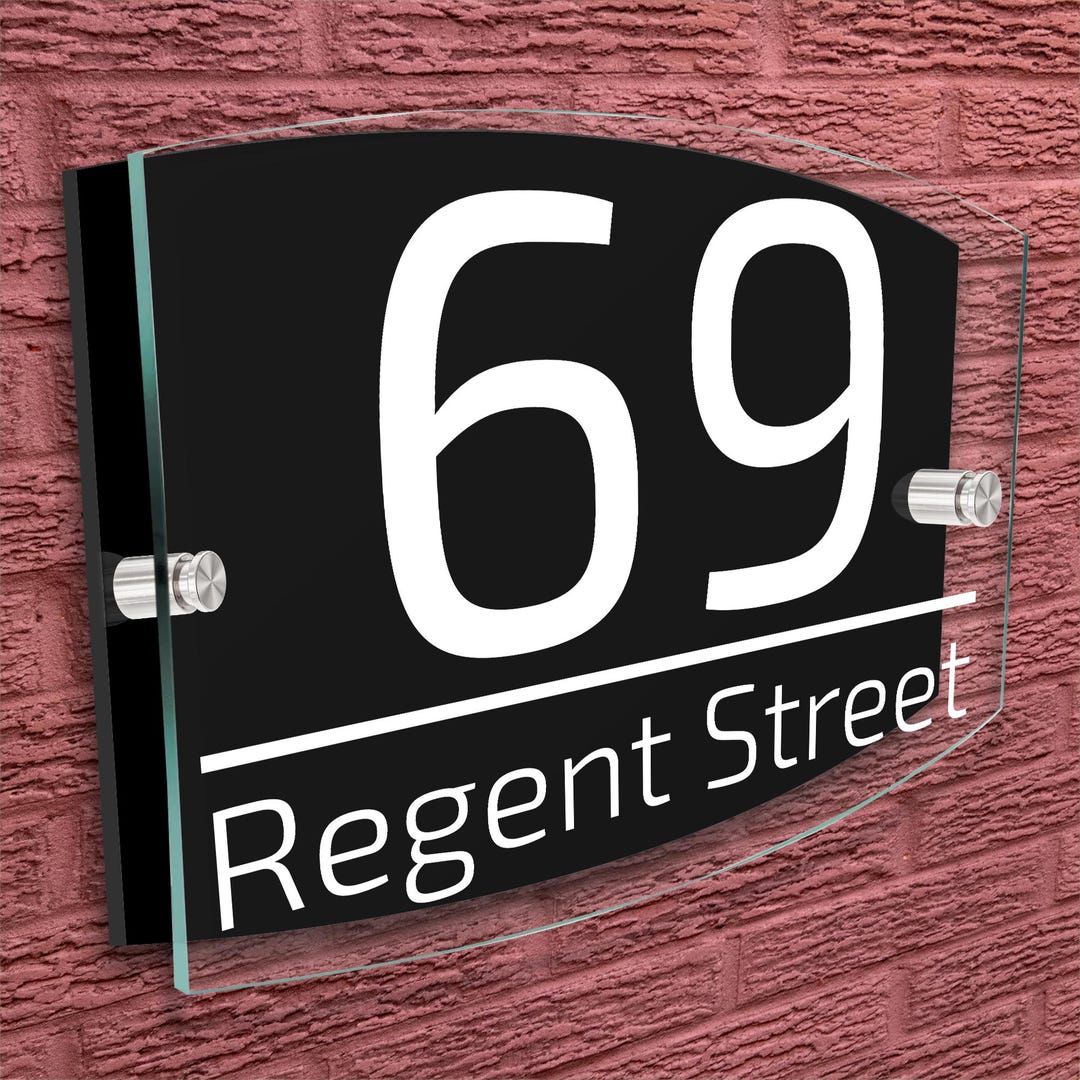 Personalised House Sign, Modern Door Sign, House Number Plaque, Name ...