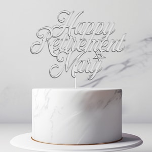 Personalised Happy Retirement Cake Topper | Custom Retirement Cake ...