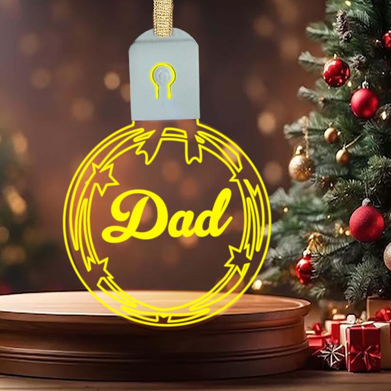 Personalised Led Christmas Bauble Light up Decoration, Hanging Name Tag ...