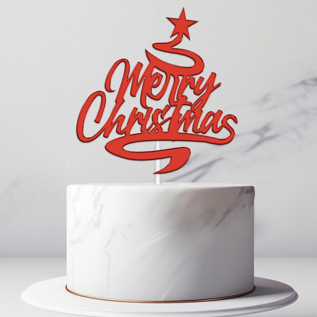 Merry Christmas Cake Topper, Xmas Acrylic Topper, Merry Xmas Topper ...