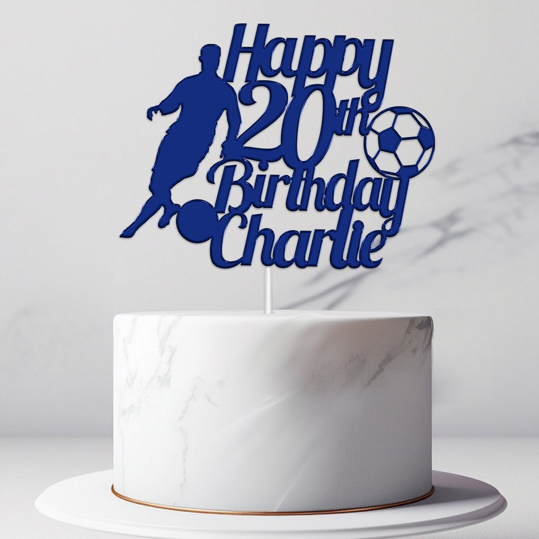 Personalised Birthday Cake Topper Custom Football Lover Acrylic Cake ...
