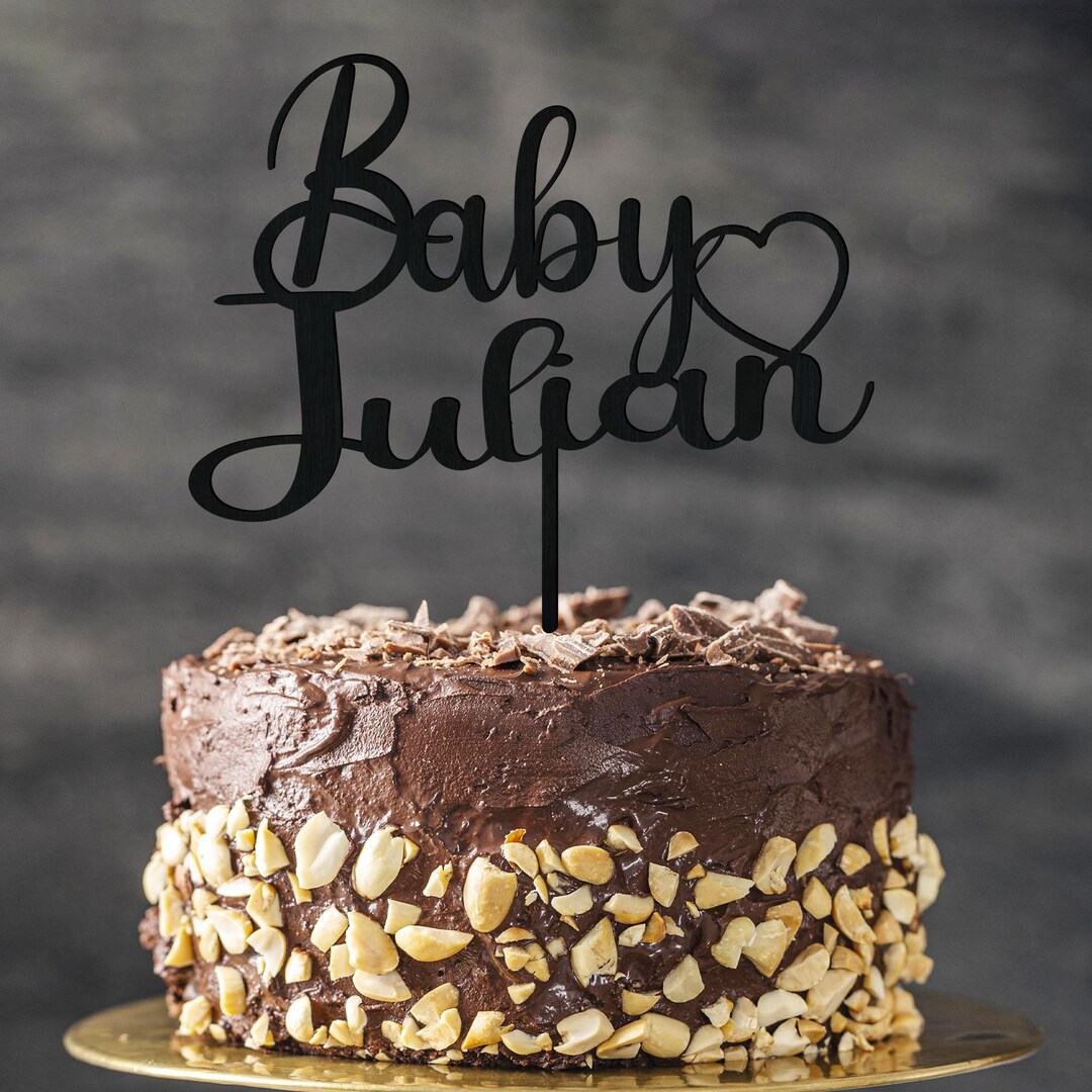 Personalised Wooden Cake Topper Custom Baby Name Design, Baby Shower ...
