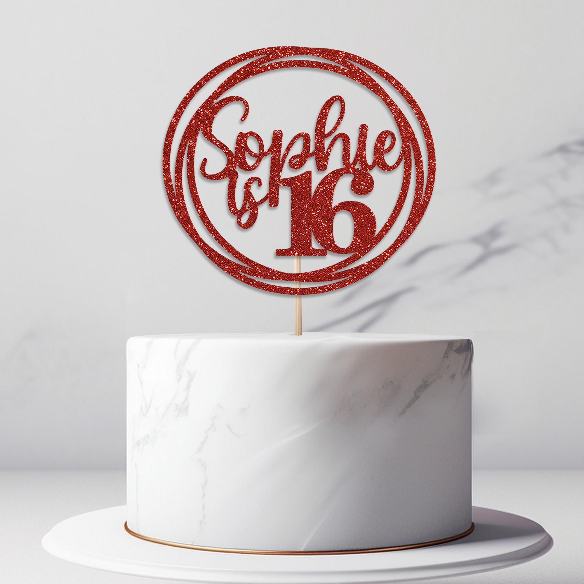 Personalised Happy Birthday Cake Topper, Custom Glitter Cake Topper ...