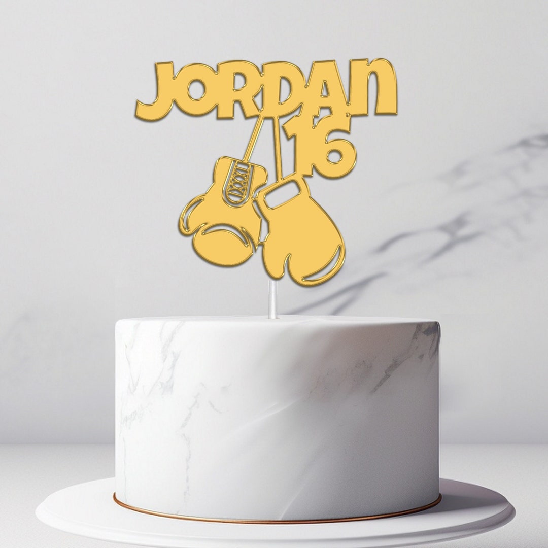 Personalised Boxing Cake Topper | Happy Birthday Acrylic Cake Topper ...