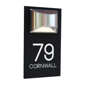 Personalised Modern House Sign With Solar Light | Door Plaque Made From ...