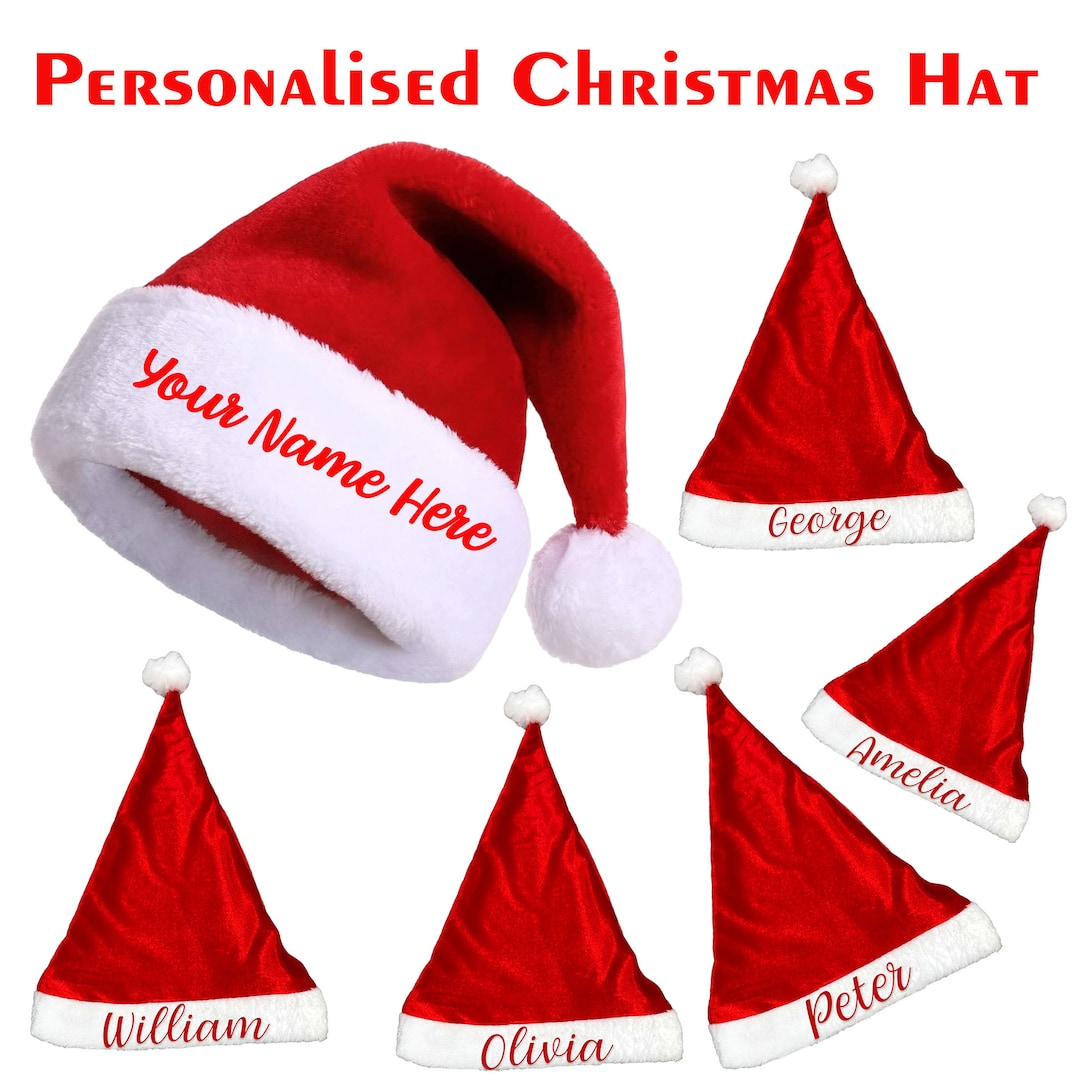 Personalised Christmas Hat Santa Hat Fancy Dress Christmas Office Xmas Party Hat | Xmas Gift ...