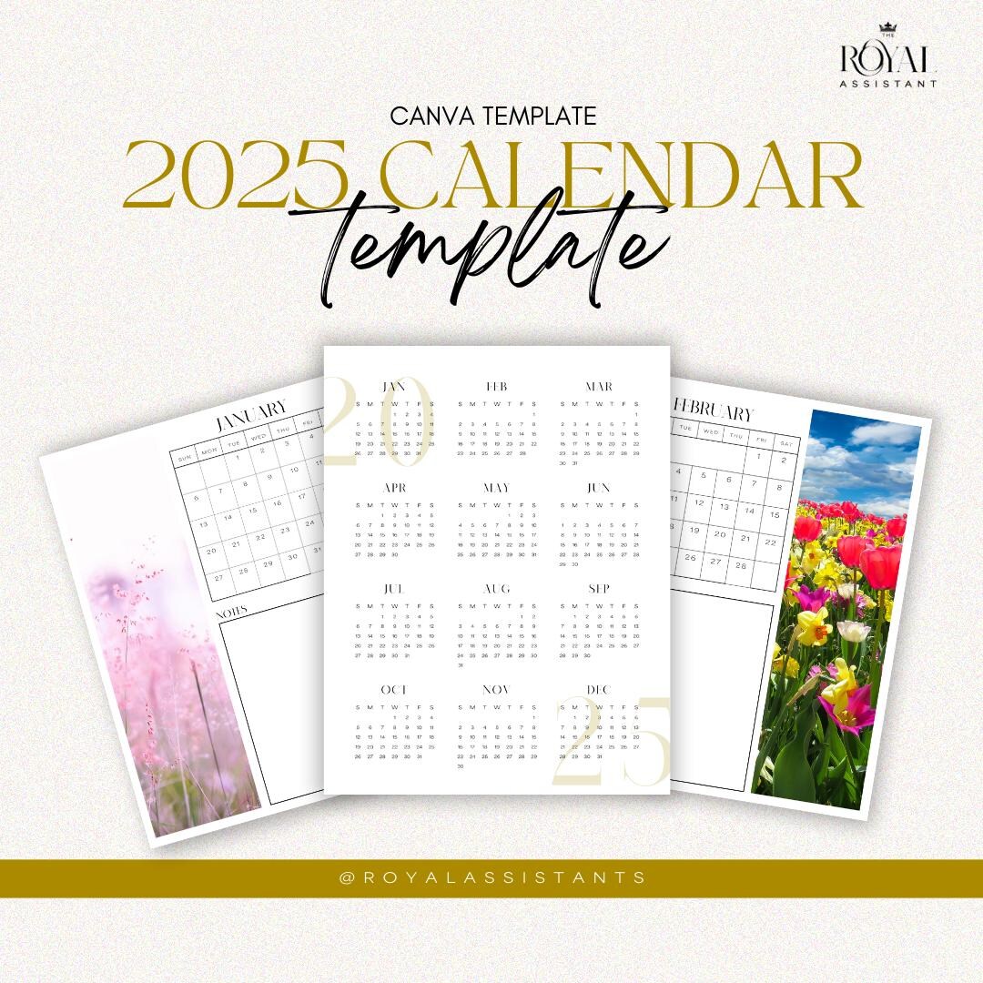 2025 Monthly Calendar Canva Template Printable Monthly Calendar for ...